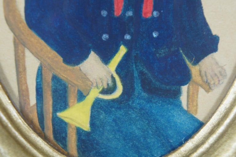 Antique Victorian P. Hackett Americana Watercolor Painting School Boy ...