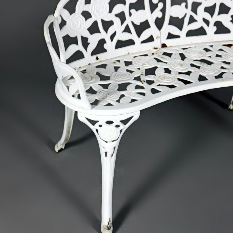 Antique Victorian Painted Cast Metal Rose Floral Form Garden Bench ...