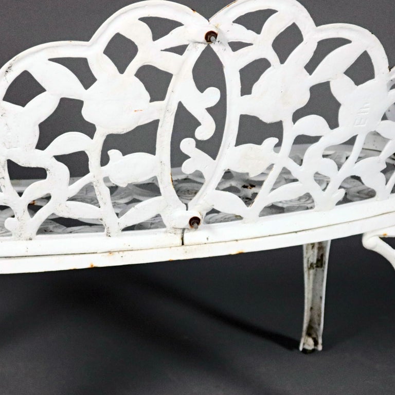 Antique Victorian Painted Cast Metal Rose Floral Form Garden Bench ...