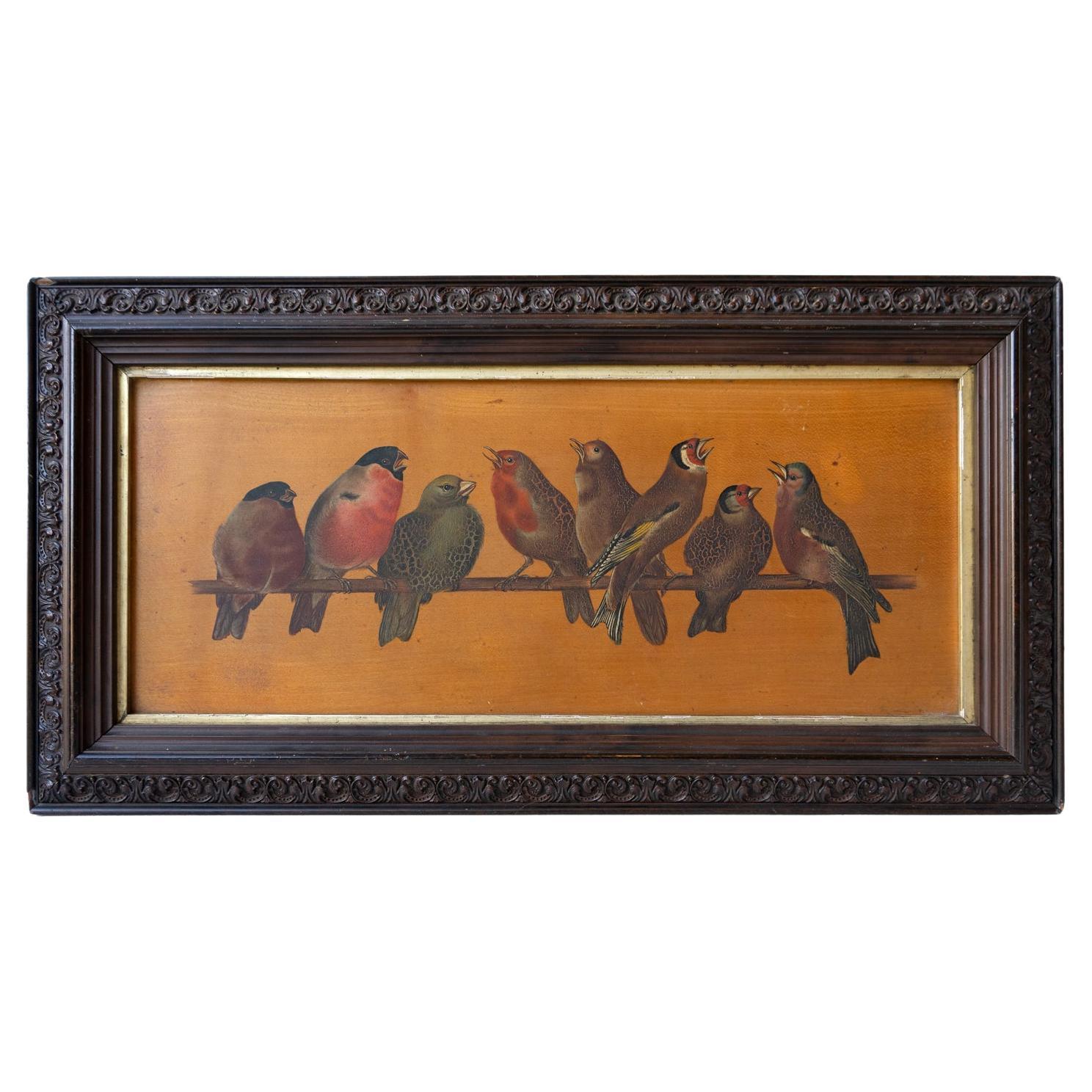 Antique Victorian Painting Of Garden Birds, Original Naive School Oil ...