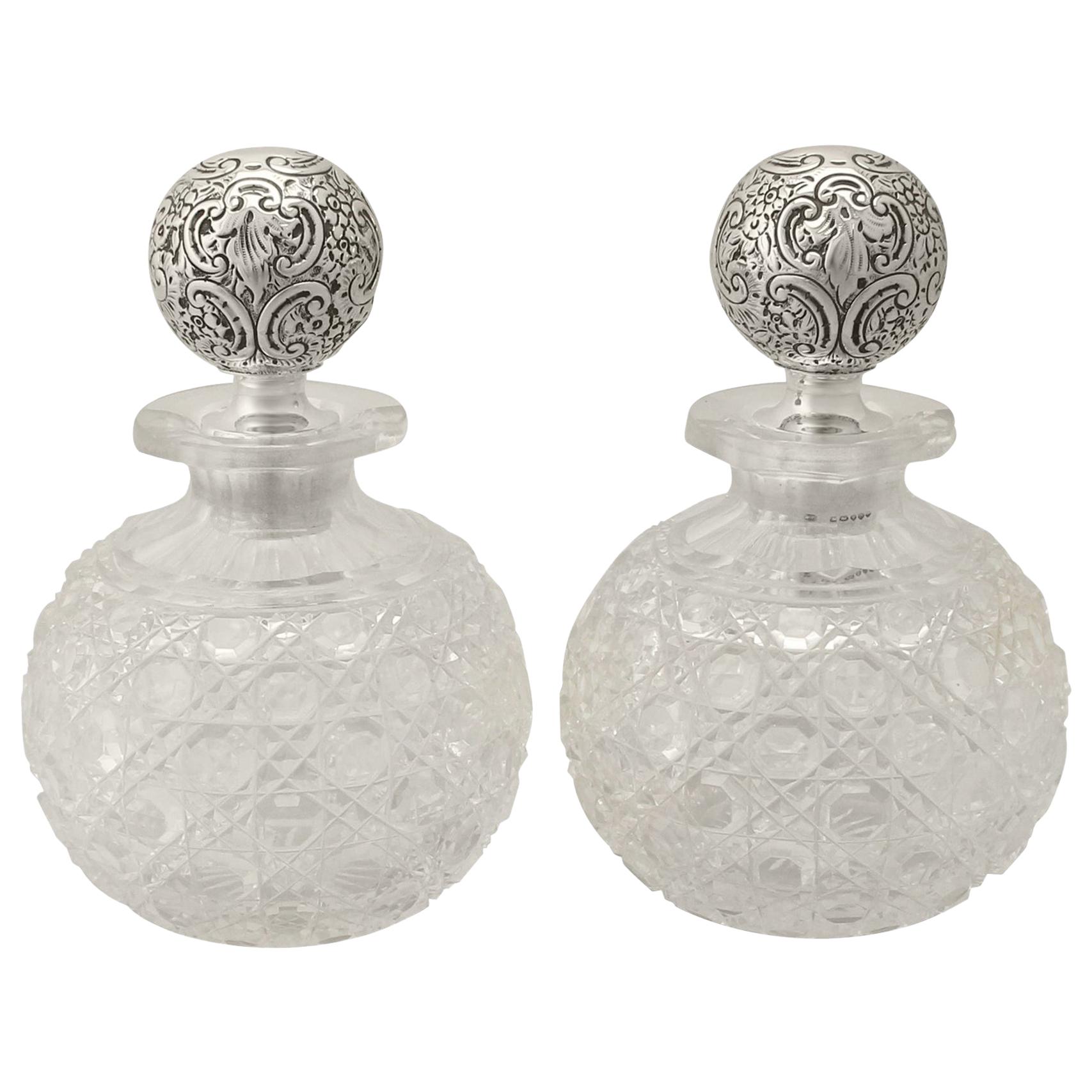 Antique Glass and English Sterling Silver and Enamel Scent Bottles For ...
