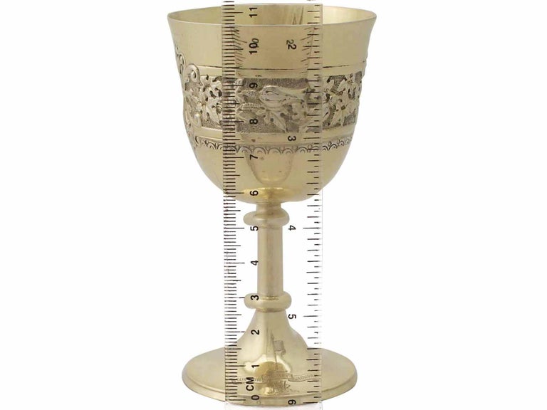 Stephen Smith Antique Victorian Pair of Sterling Silver Gilt Goblets ...