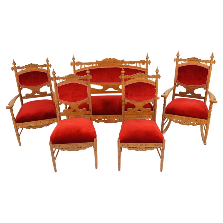 Antique Victorian Parlour Set, Carved Oak, Eastlake, American, 1890 ...