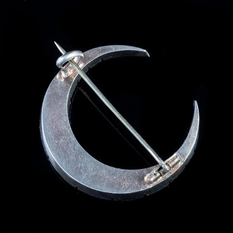 Antique Victorian Paste Crescent Moon Brooch Silver, circa 1900 For ...