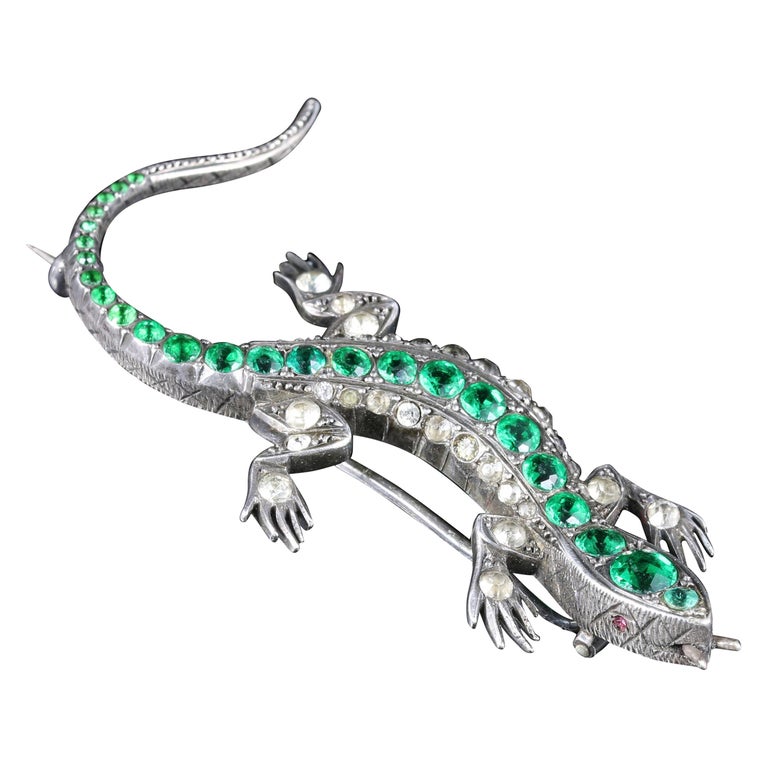 Antique Victorian Paste Lizard Brooch, circa 1890 at 1stDibs