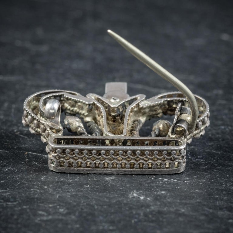 Antique Victorian Paste Stone Crown circa 1900 Brooch at 1stDibs