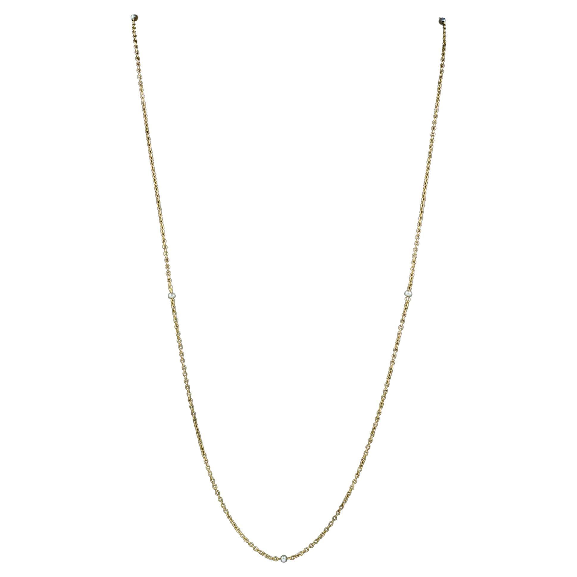 Antique Victorian Guard Chain in 15 Carat Gold For Sale at 1stDibs