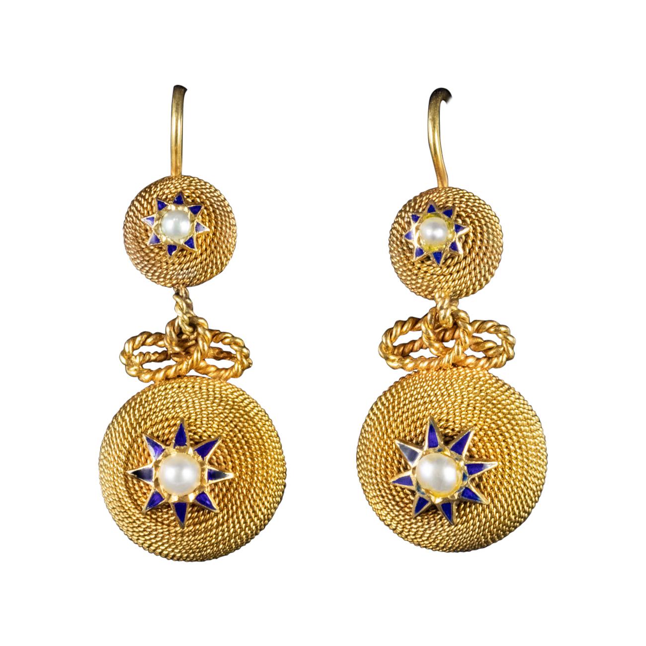 Antique Victorian Pearl Drop Earrings 18 Carat Gold, circa 1900 For ...