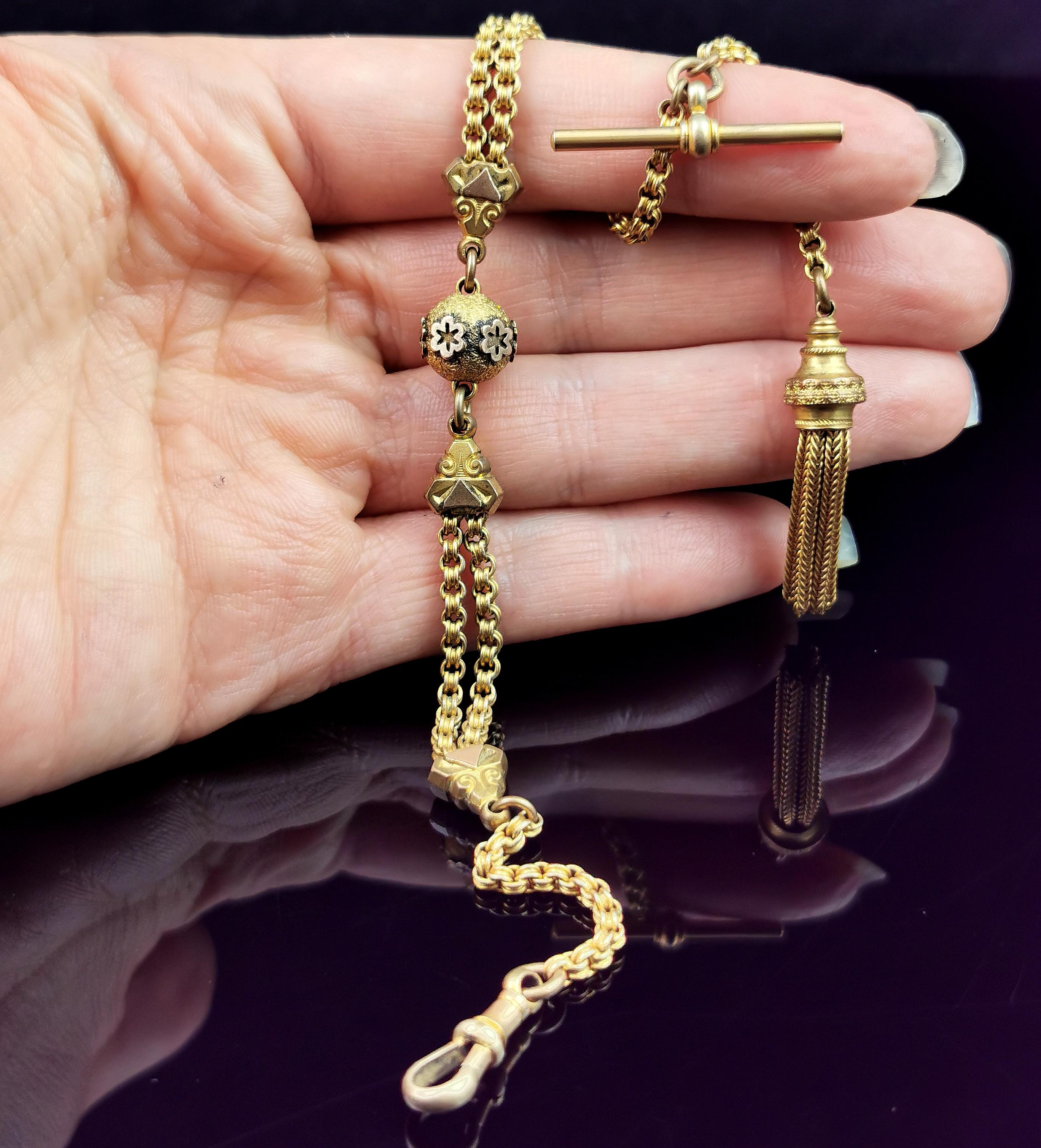 Antique Victorian Pinchbeck albertina chain, tassle For Sale at 1stDibs
