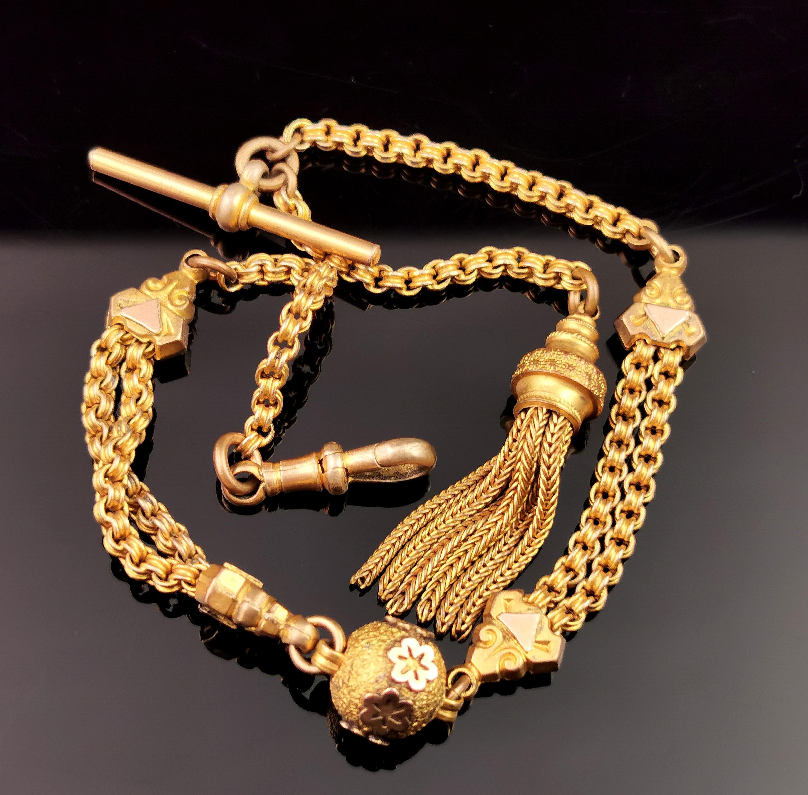 Antique Victorian Pinchbeck albertina chain, tassle For Sale at 1stDibs
