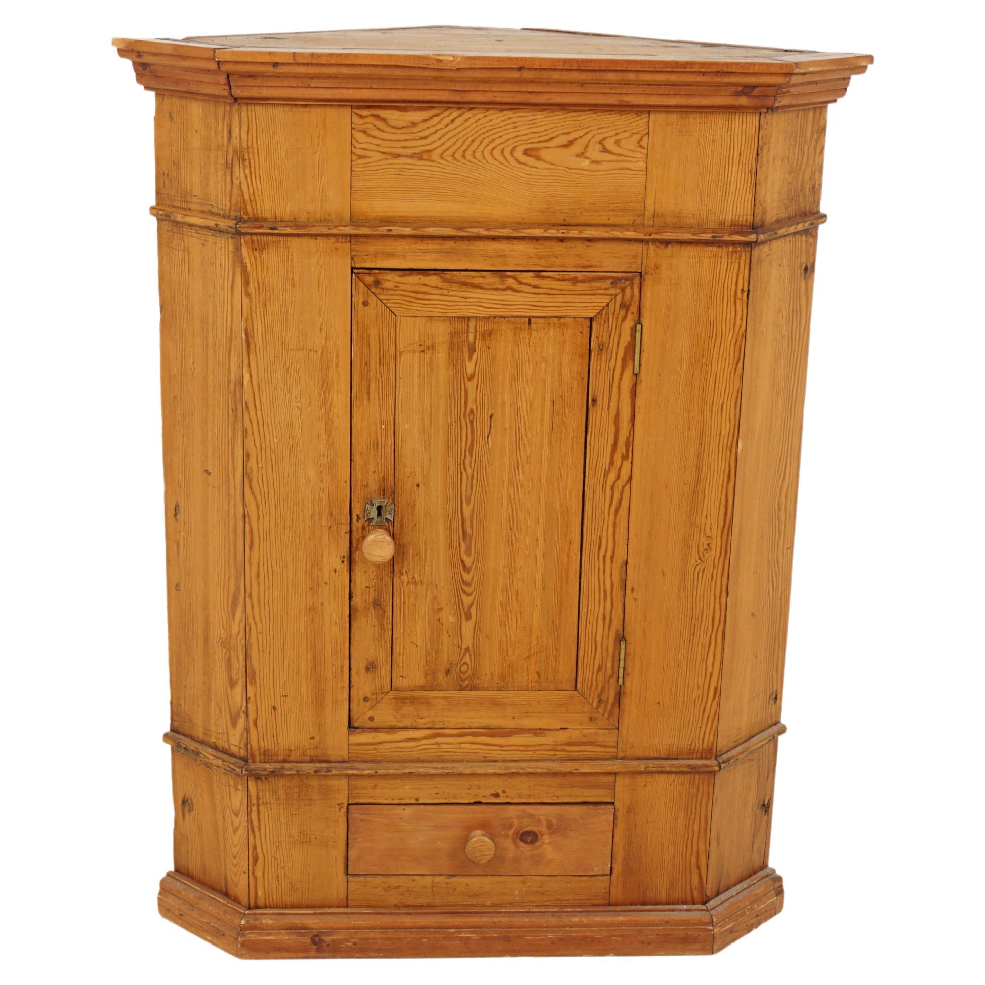 Antique Corner Cabinet, Victorian Pine Hanging Cabinet, Scotland, 1870 ...