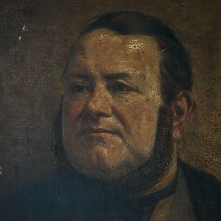 Antique Victorian Portrait of a Man, Oil on Canvas Painting, 19th ...