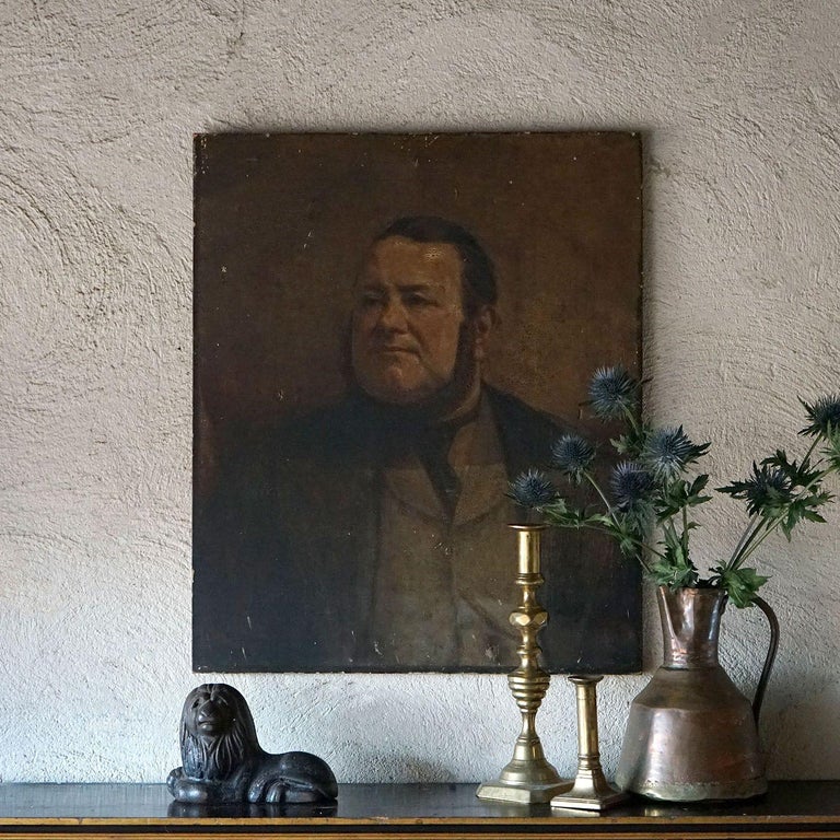 Antique Victorian Portrait of a Man, Oil on Canvas Painting, 19th ...