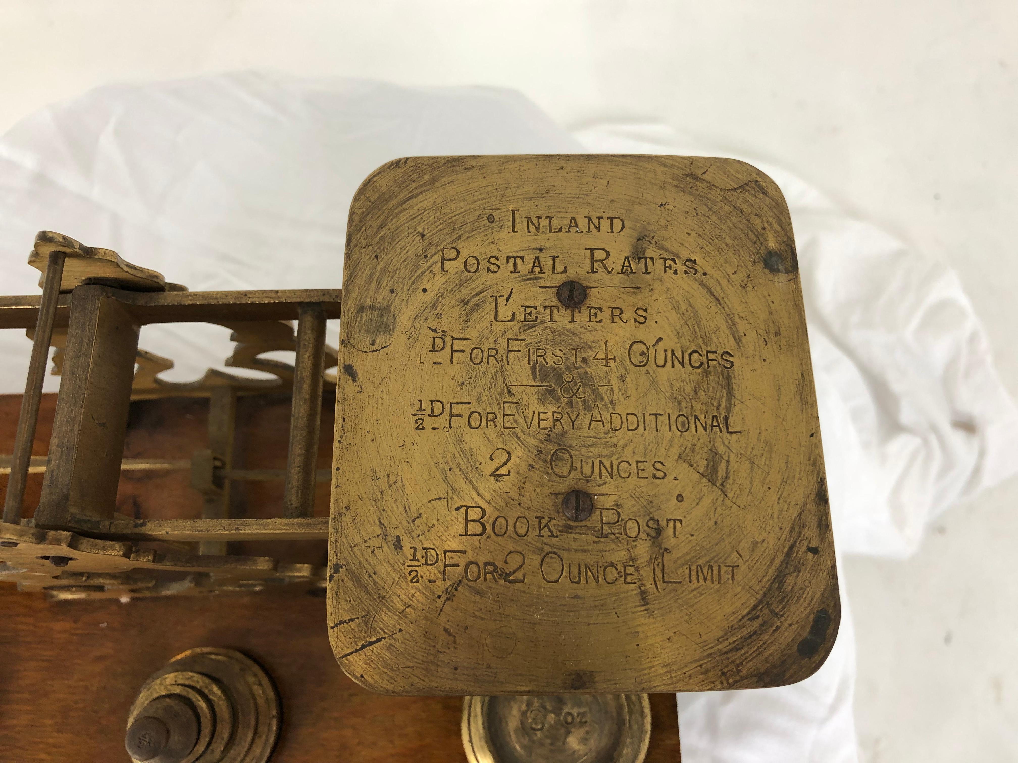Antique Victorian Postal Scales and Weights on Oak Stand, Scotland 1880 ...