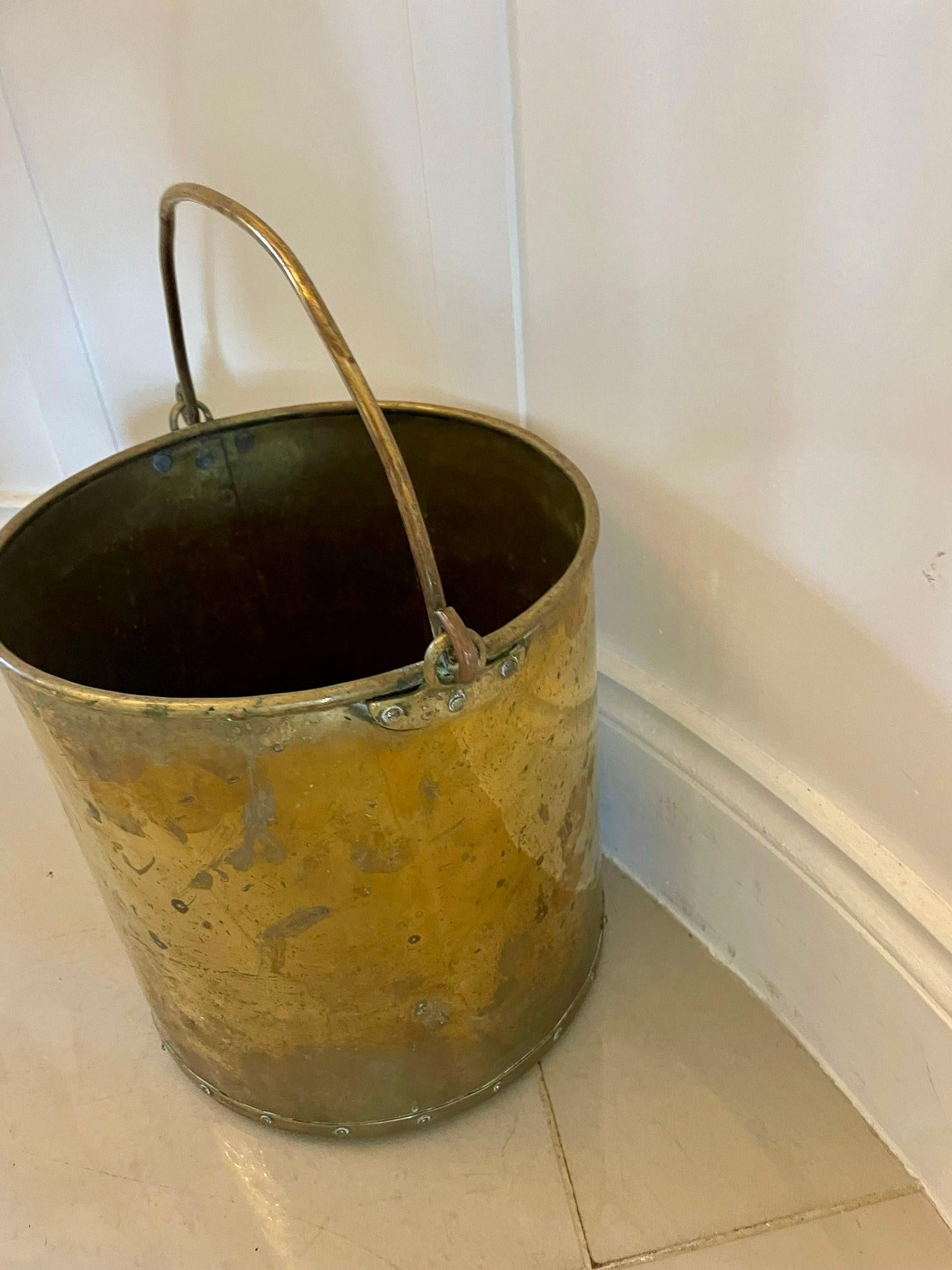 Antique Victorian Quality Brass Coal Bucket For Sale at 1stDibs