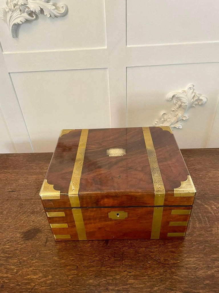 Antique Victorian Quality Burr Walnut Brass Bound Writing Box For Sale ...