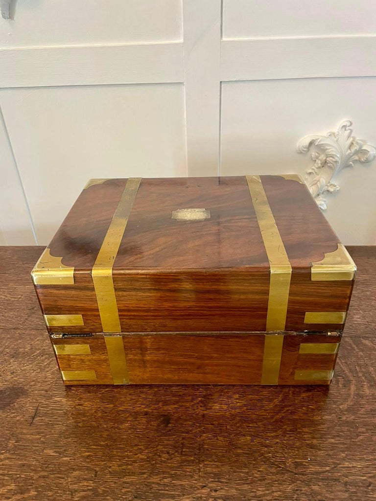 Antique Victorian Quality Burr Walnut Brass Bound Writing Box For Sale ...