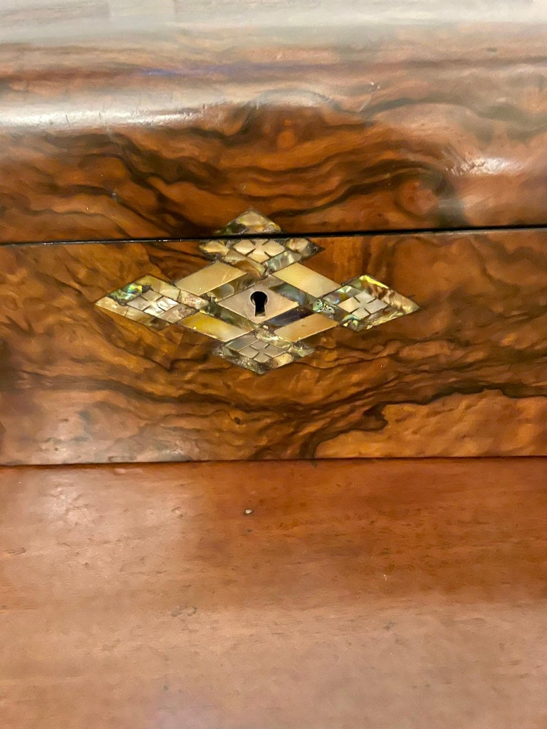 Antique Victorian Quality Burr Walnut Writing Box For Sale at 1stDibs