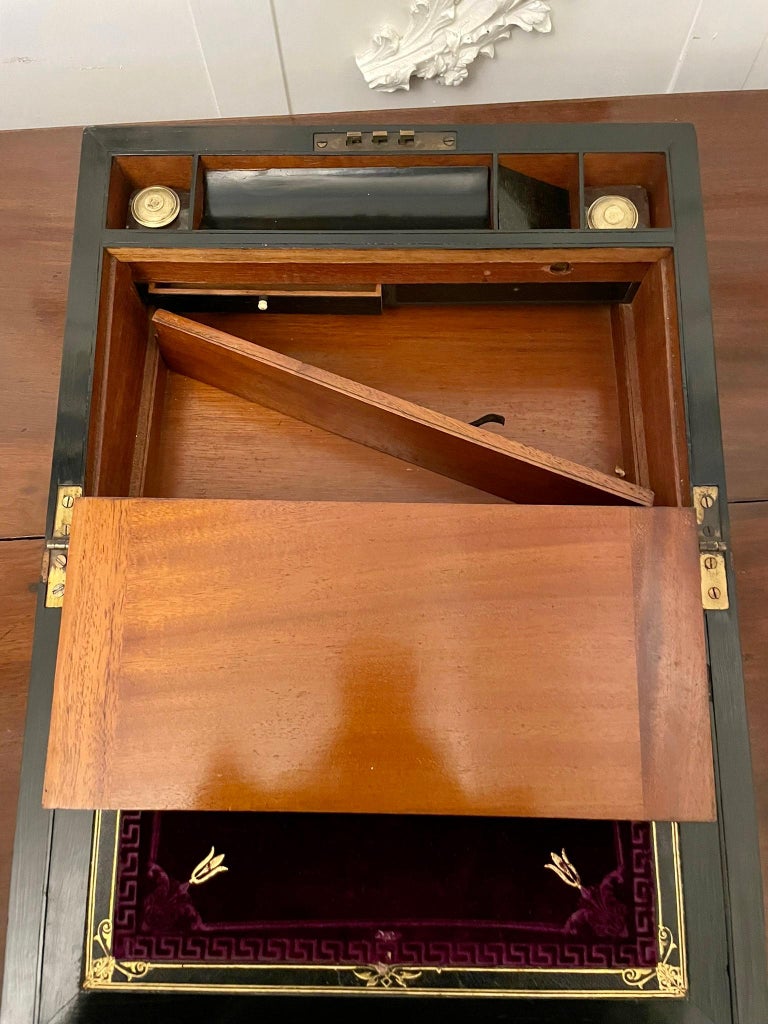 Antique Victorian Quality Burr Walnut Writing Box For Sale at 1stDibs