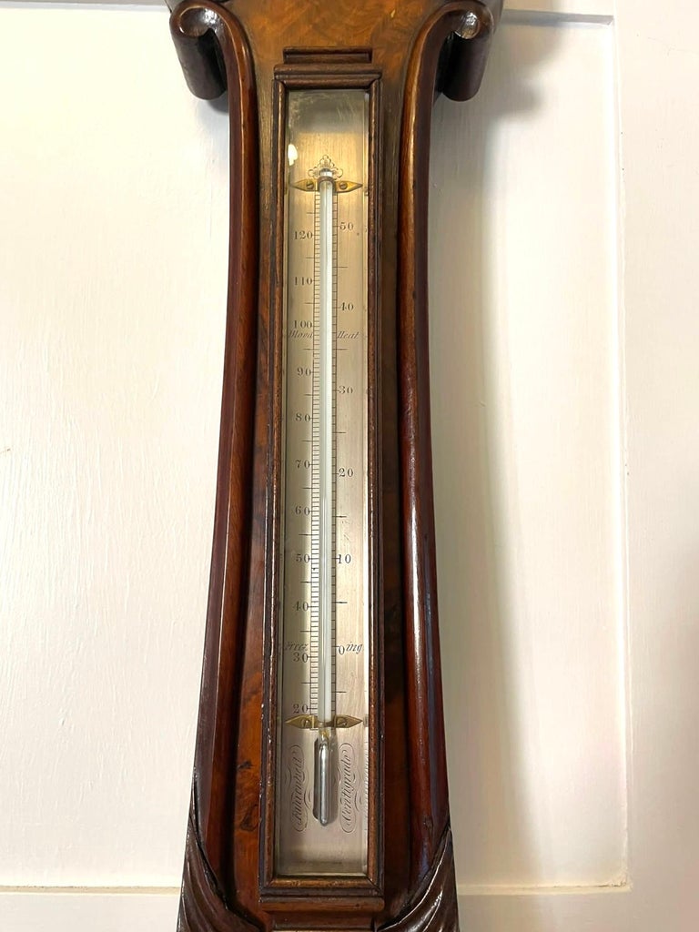 Antique Victorian Quality Carved Burr Walnut Banjo Barometer Signed W ...