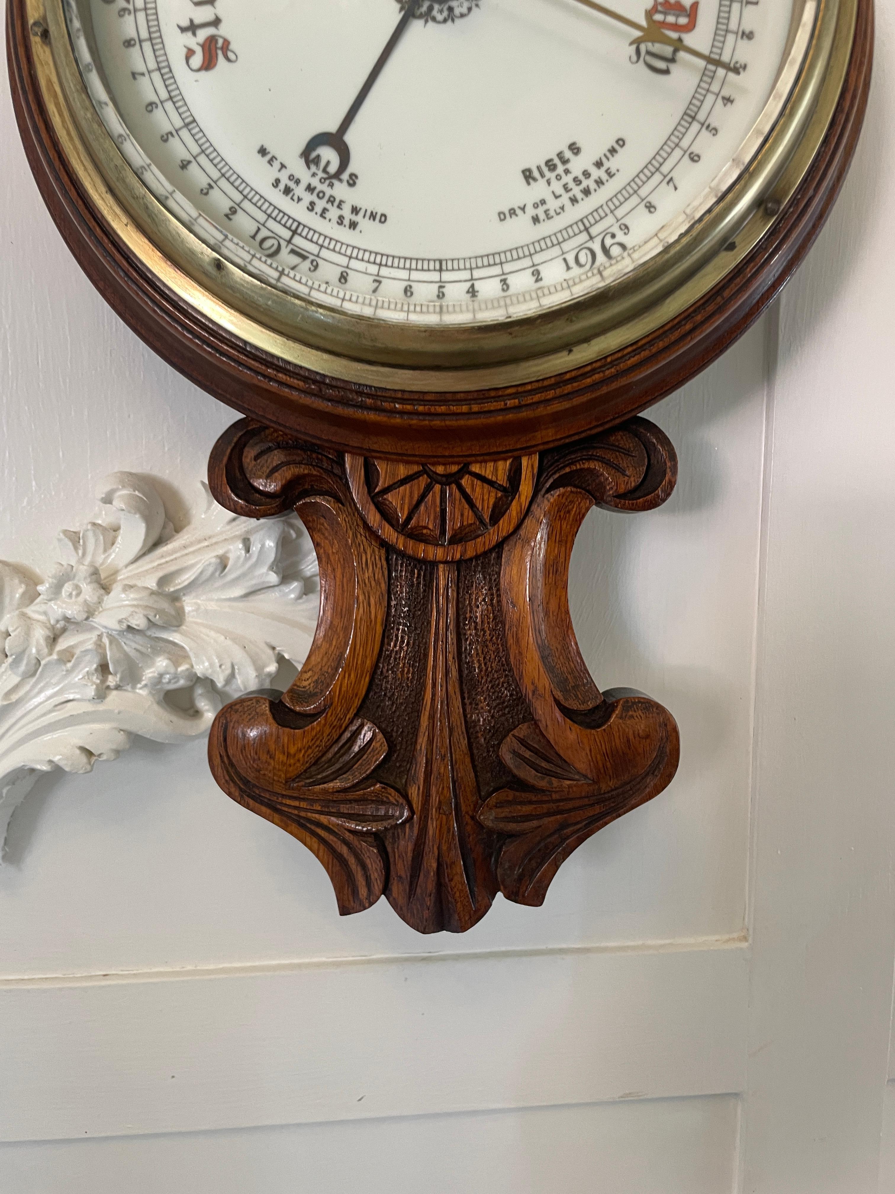 Antique Victorian Quality Carved Walnut Banjo Barometer For Sale at 1stDibs
