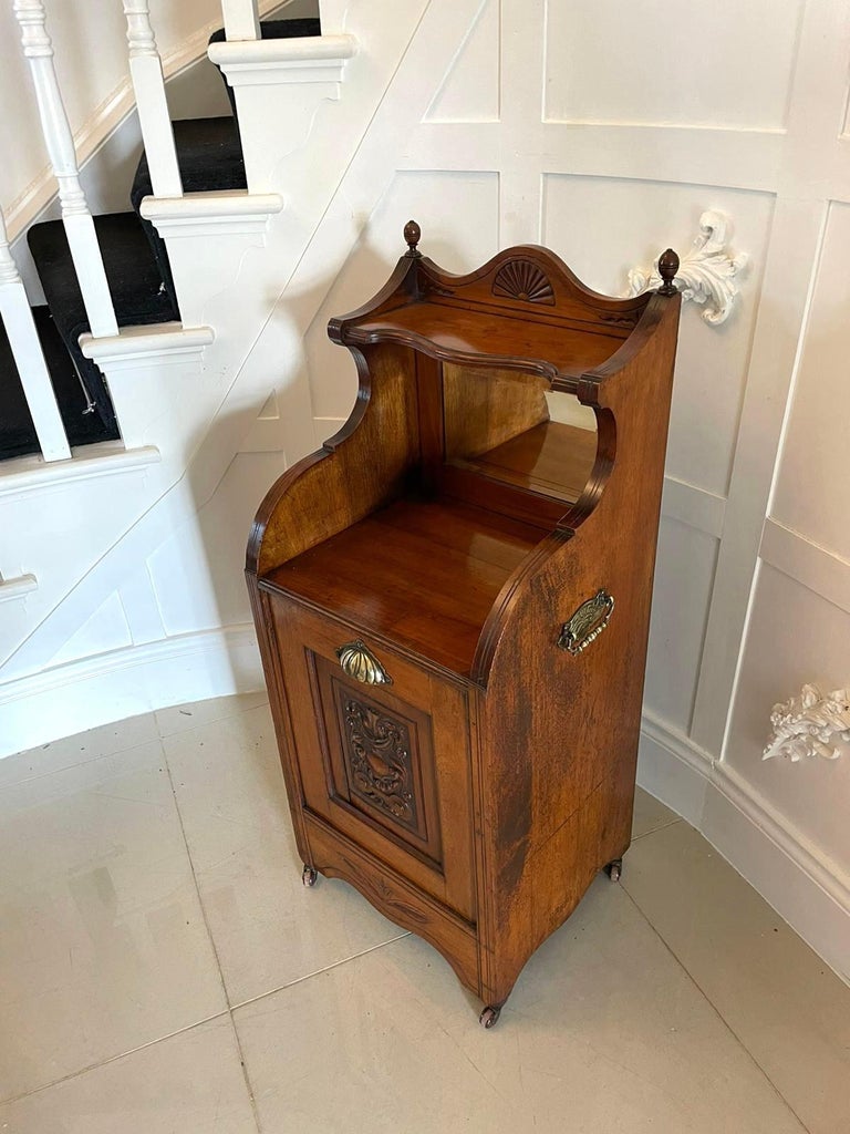 Antique Victorian Quality Carved Walnut Coal Box For Sale at 1stDibs