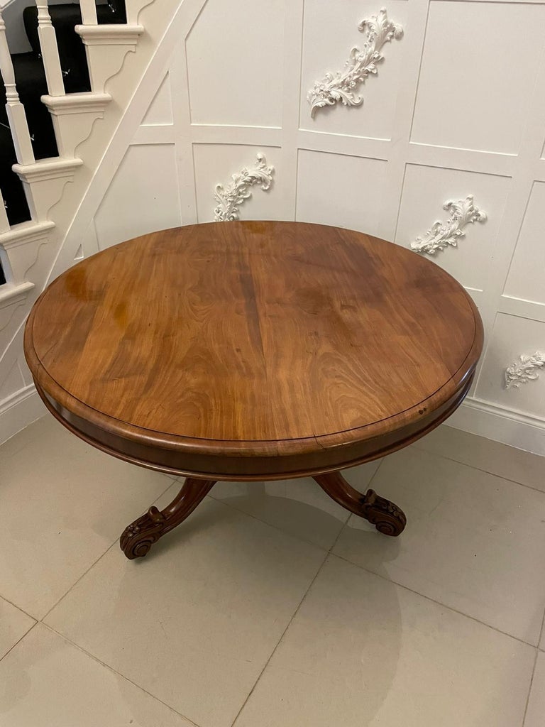 Antique Victorian Quality Figured Mahogany Circular Centre/Dining Table ...