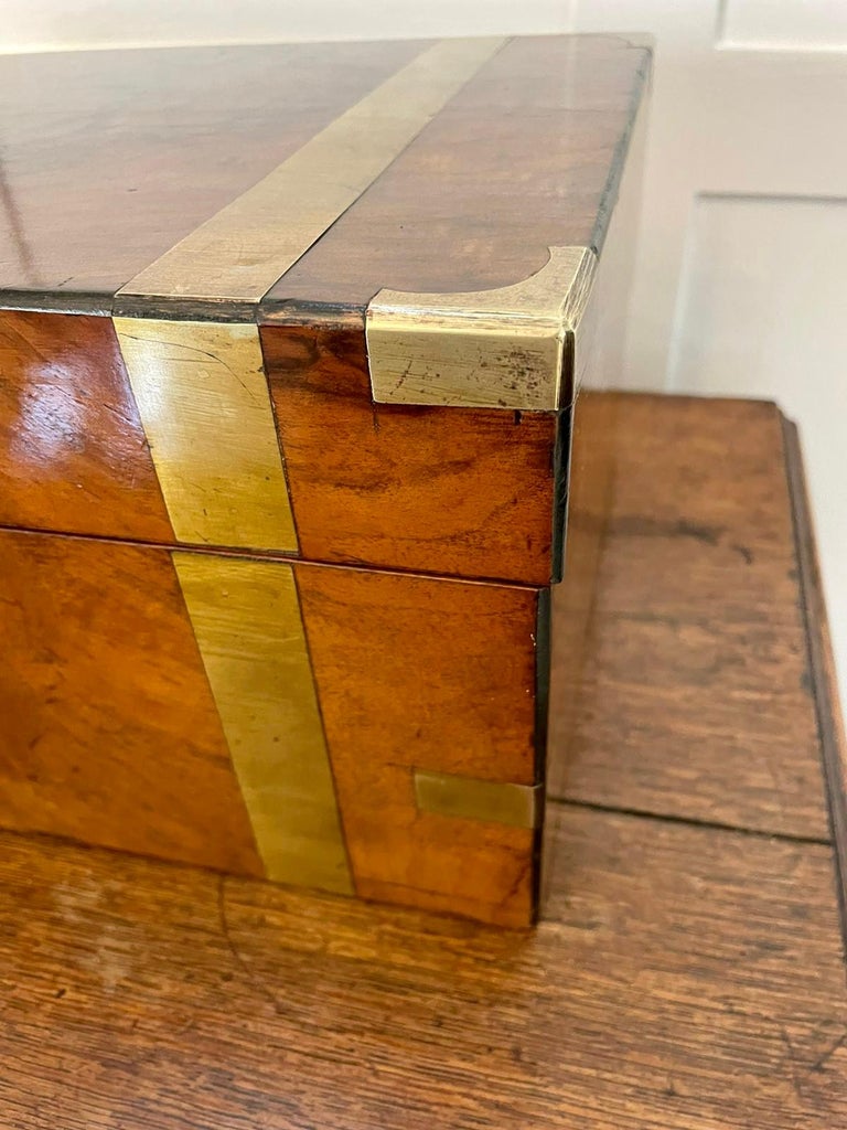 Antique Victorian Quality Figured Walnut Brass Bound Writing Box at 1stDibs