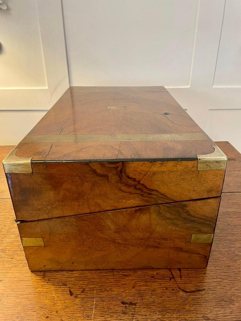Antique Victorian Quality Figured Walnut Brass Bound Writing Box at 1stDibs