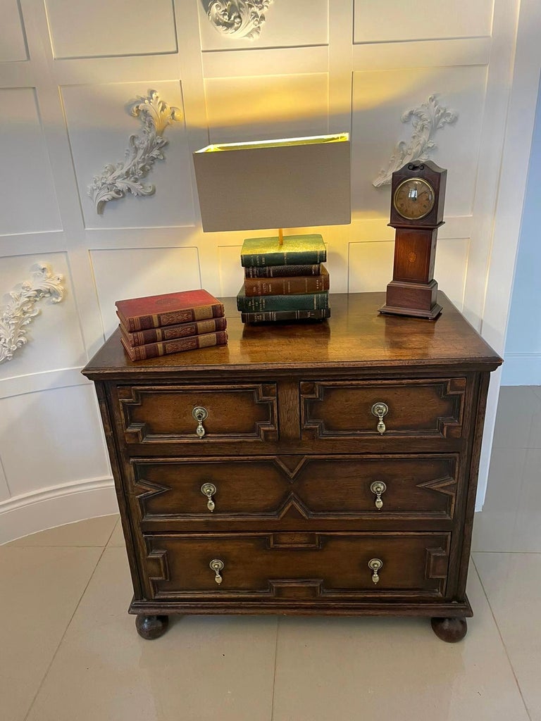 Antique Victorian Quality Oak Jacobean Chest of Drawers For Sale at 1stDibs