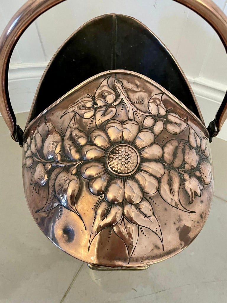 Antique Victorian Quality Ornate Copper Coal Bucket For Sale at 1stDibs