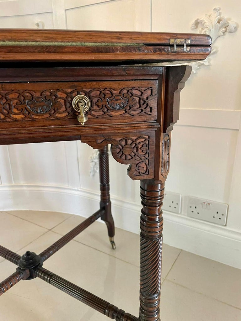 Antique Victorian Quality Rosewood Inlaid Envelope Card/Lamp Table For ...