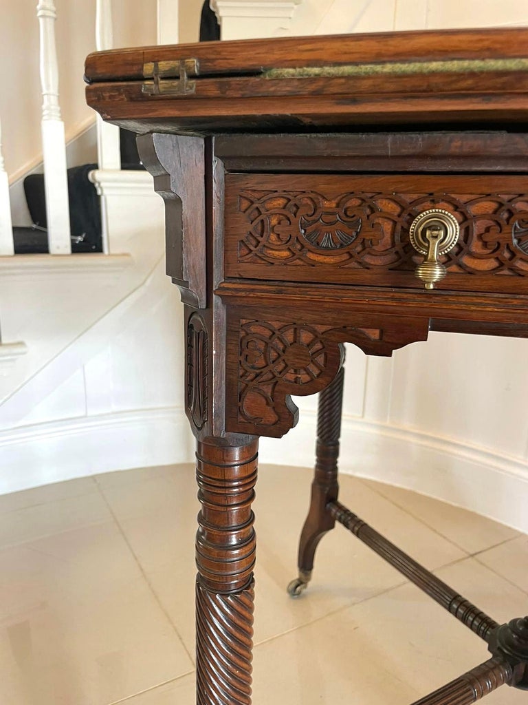 Antique Victorian Quality Rosewood Inlaid Envelope Card/Lamp Table For ...
