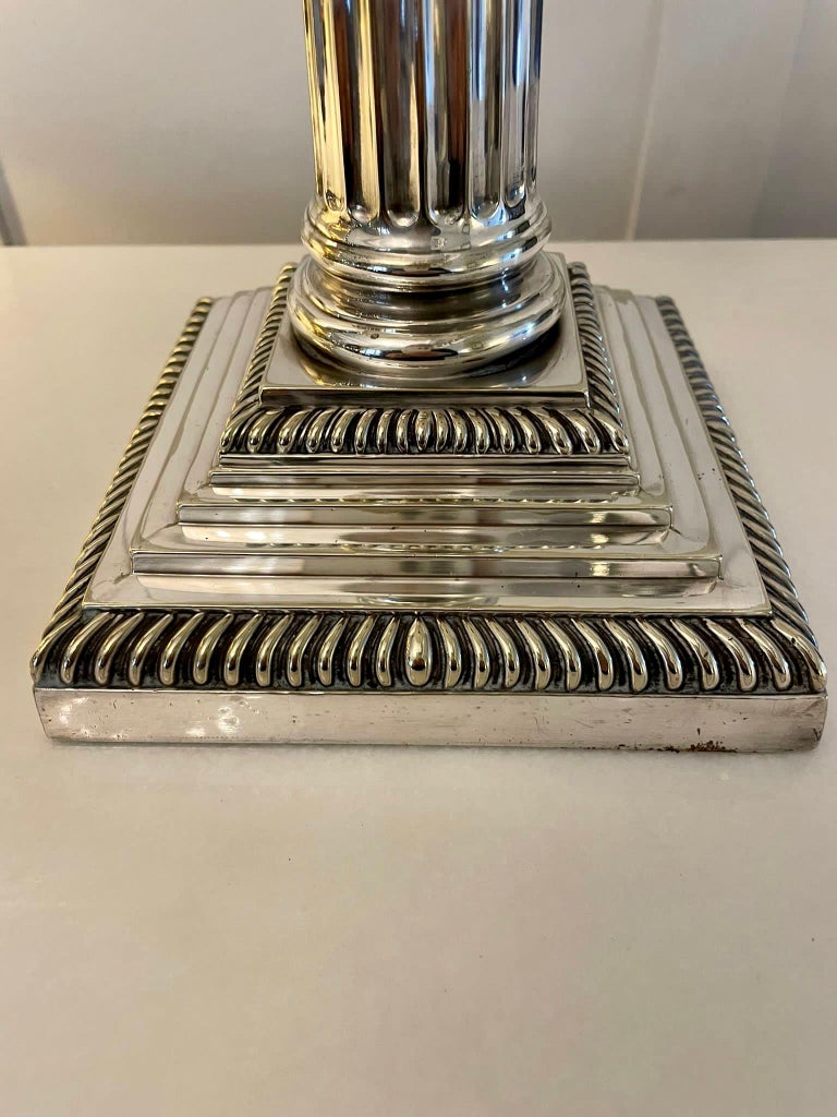 Antique Victorian Quality Silver Plated Table Lamp For Sale at 1stDibs