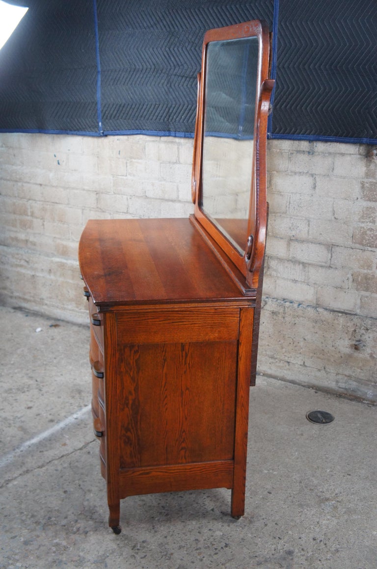 Antique Victorian Quartersawn Oak Serpentine Oxbow Chest Dresser and ...