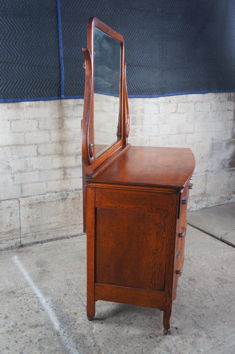 Antique Victorian Quartersawn Oak Serpentine Oxbow Chest Dresser and ...