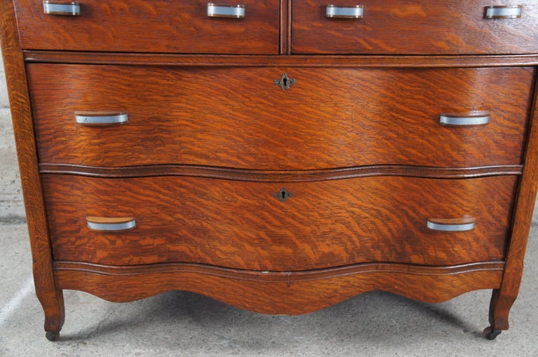 Antique Victorian Quartersawn Oak Serpentine Oxbow Chest Dresser and ...