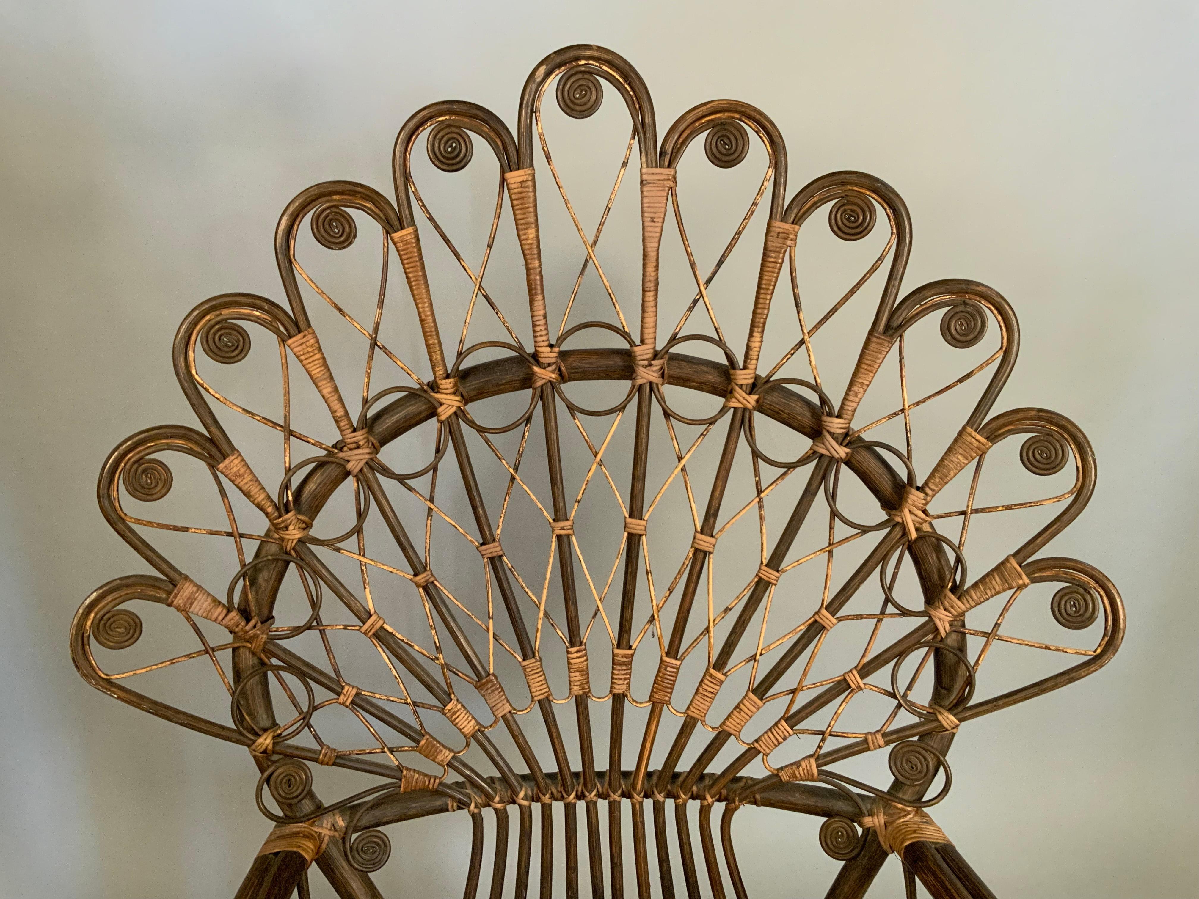 Antique Victorian Rattan Peacock Fan Chair at 1stDibs