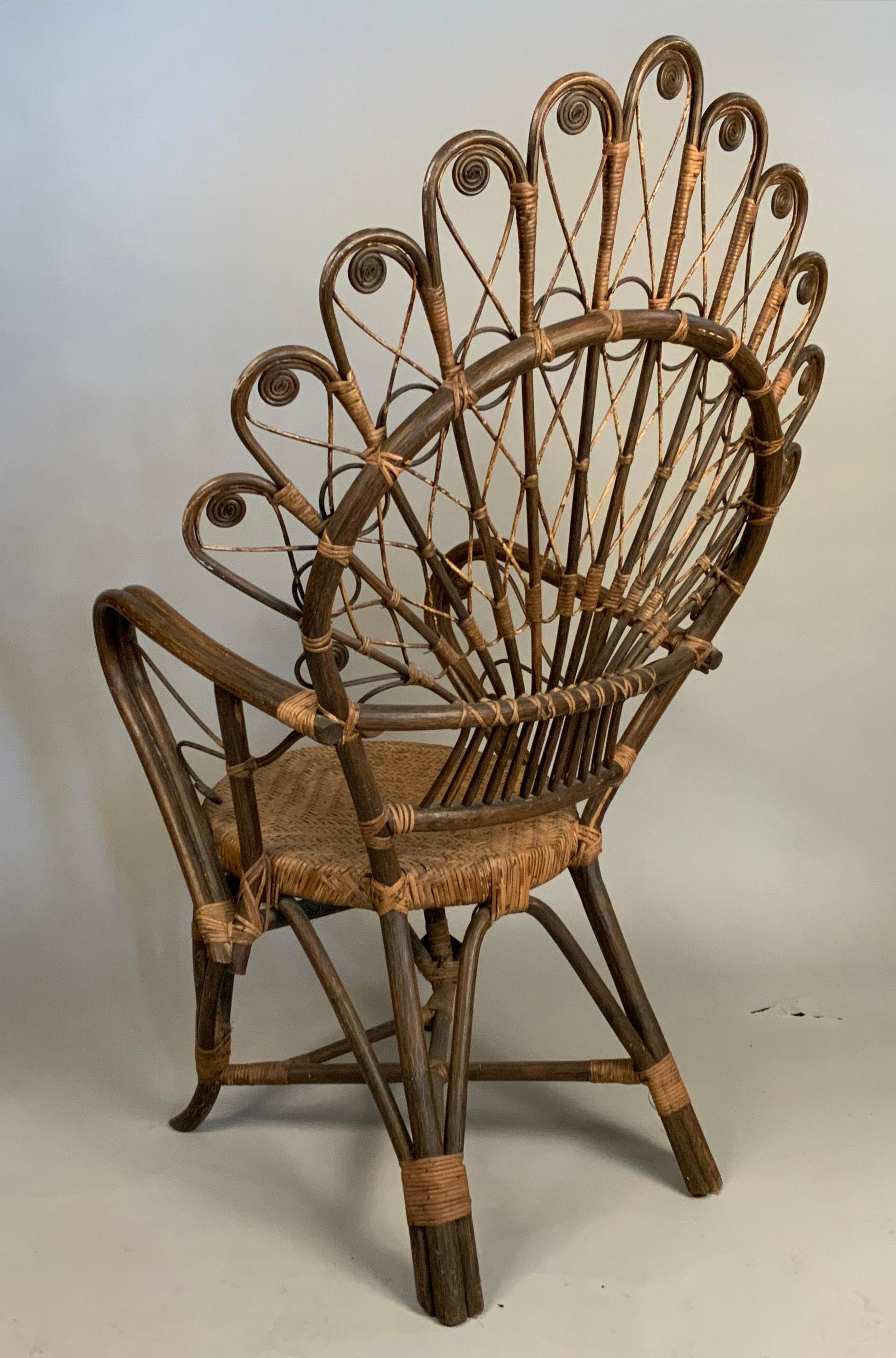 Antique Victorian Rattan Peacock Fan Chair at 1stDibs