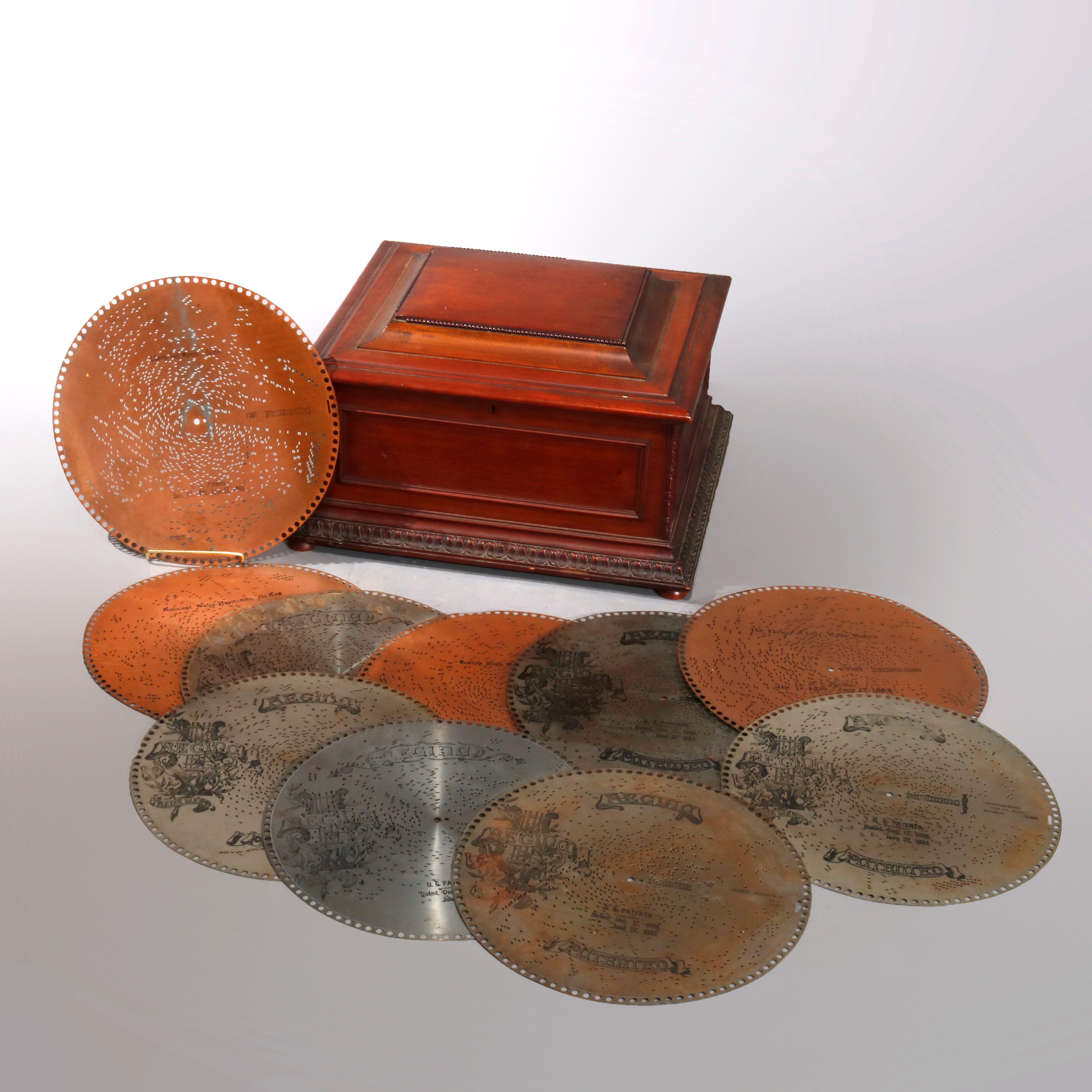 Victorian Regina Double Comb Mahogany Music Box with 10 Discs, circa ...