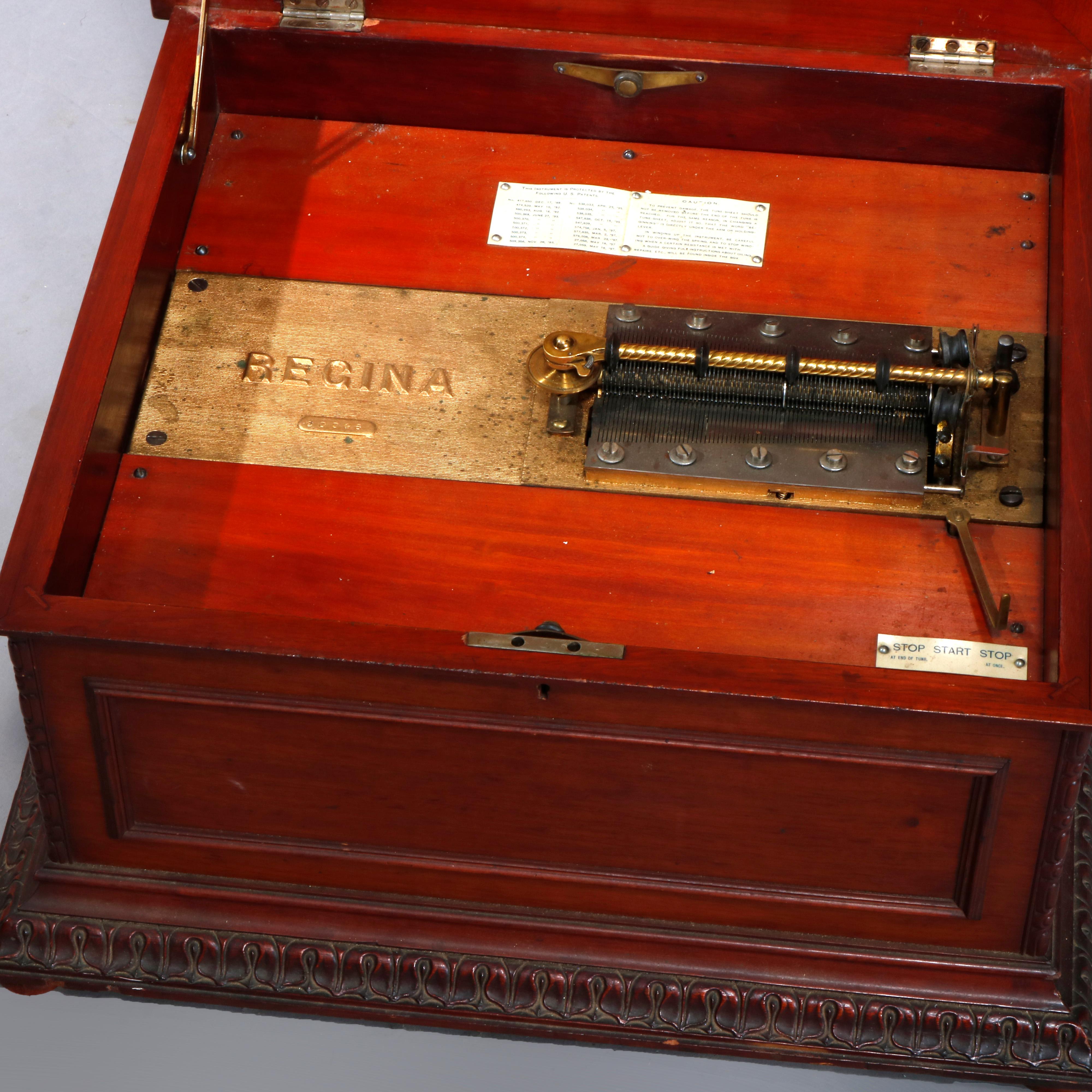 Victorian Regina Double Comb Mahogany Music Box with 10 Discs, circa ...