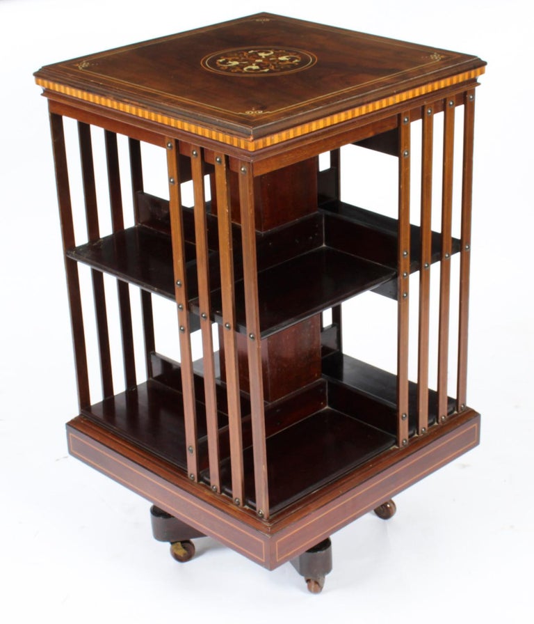 Antique Victorian Revolving Bookcase Flame Mahogany, 19th C For Sale at ...