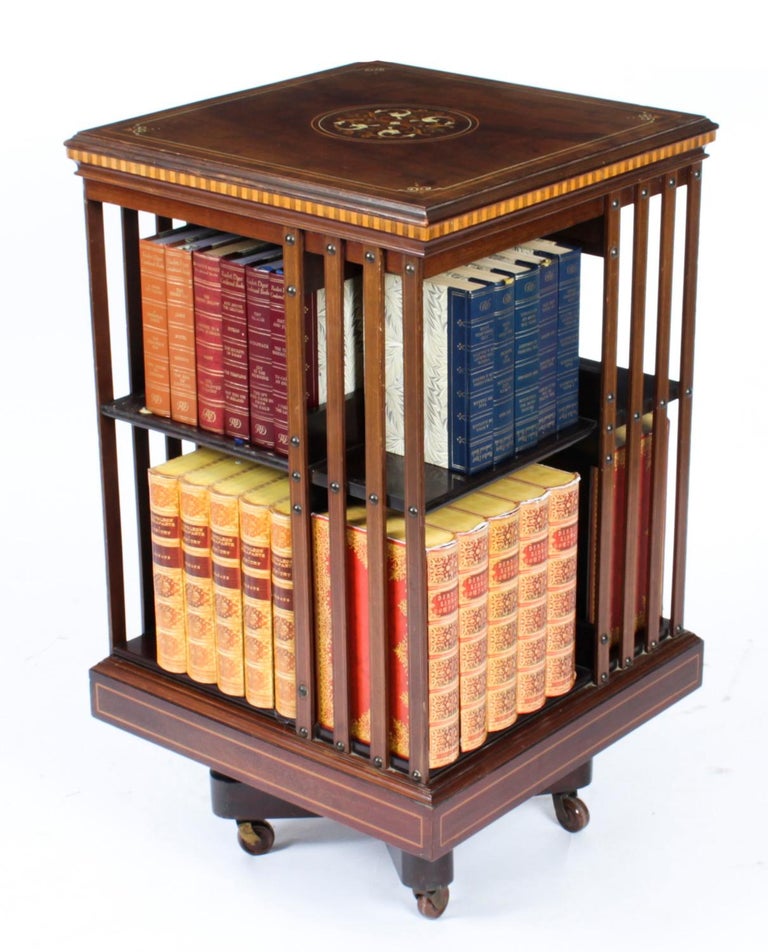 Antique Victorian Revolving Bookcase Flame Mahogany, 19th C For Sale at ...