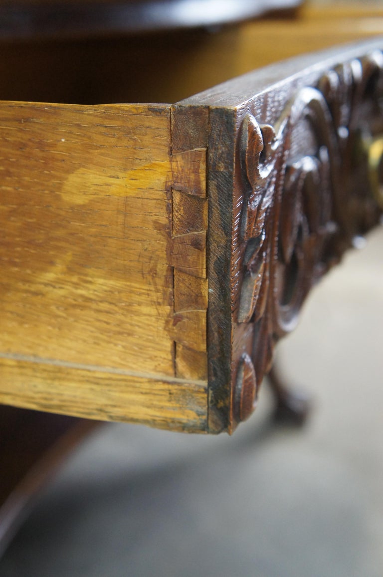 Antique Victorian RJ Horner Quartersawn Oak Lion Library Table Partners ...