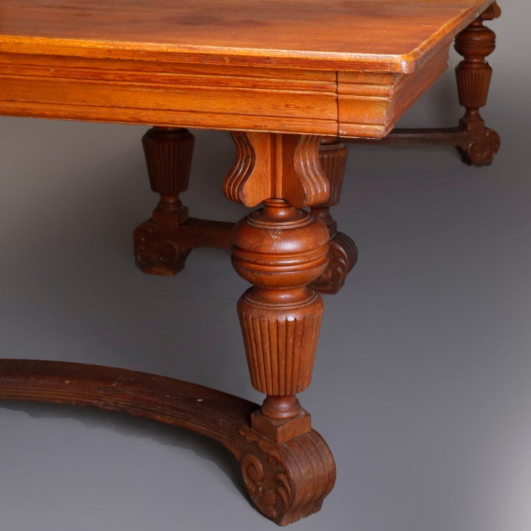 Antique Victorian R.J. Horner School Oak Dining and Banquet Table with ...