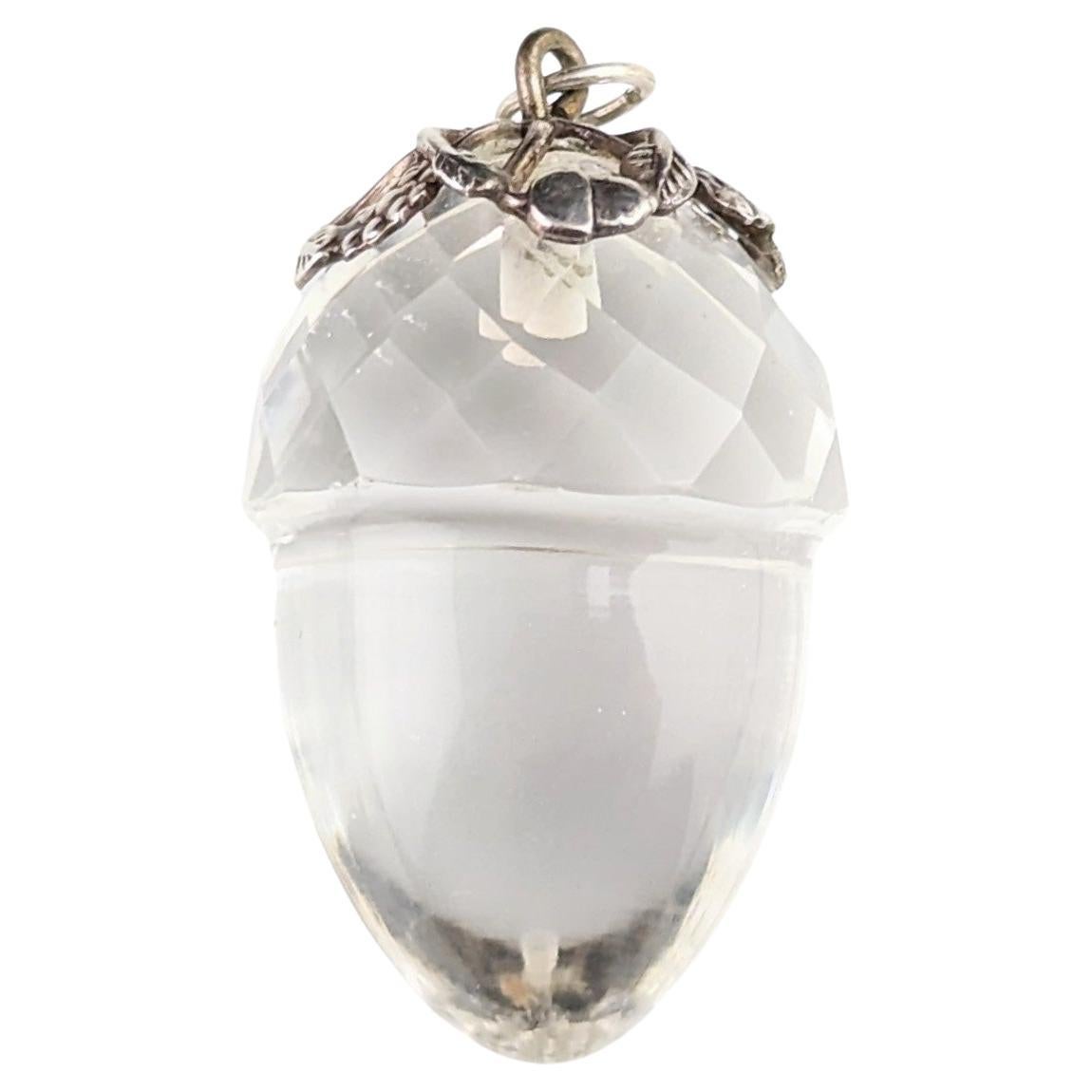 Antique Victorian Rock crystal acorn pendant, sterling silver For Sale ...