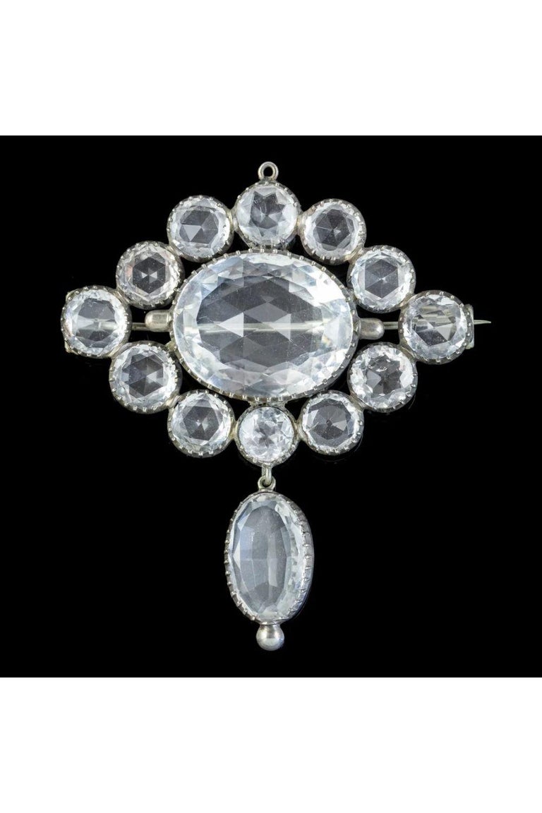 Antique Victorian Rock Crystal Brooch Silver, circa 1880 For Sale at ...