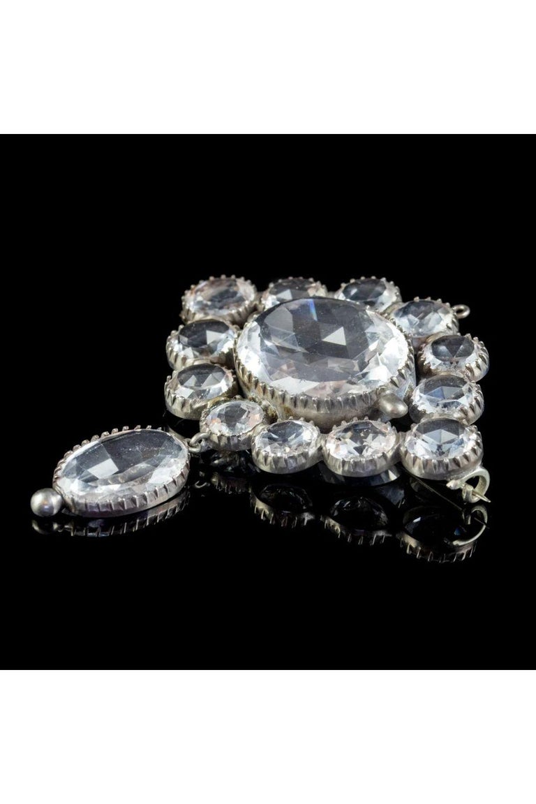 Antique Victorian Rock Crystal Brooch Silver, circa 1880 For Sale at ...