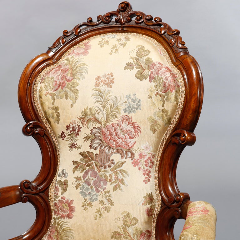 Antique Victorian Rococo Carved Rosewood Upholstered Armchair, Circa ...