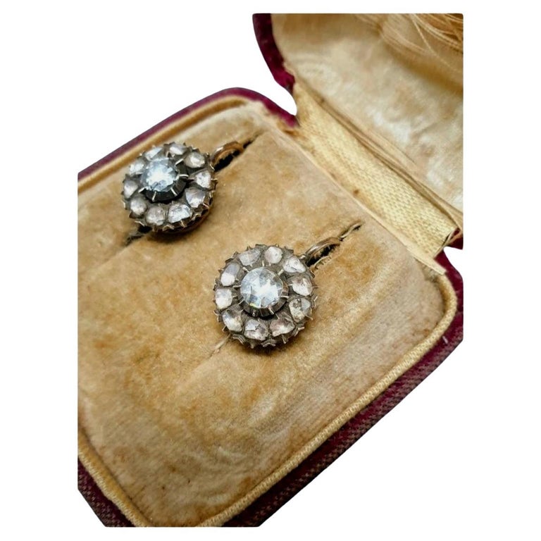Antique Victorian Rose Cut Diamond Earrings For Sale at 1stDibs